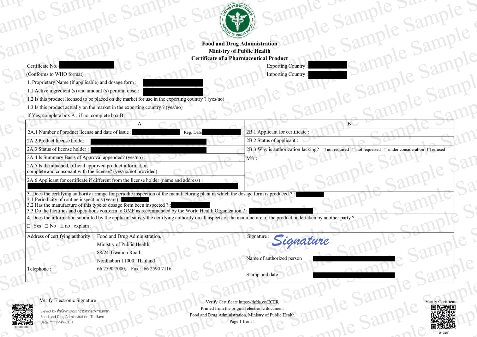 FDA THAI : Food and Drug Administration, Thailand