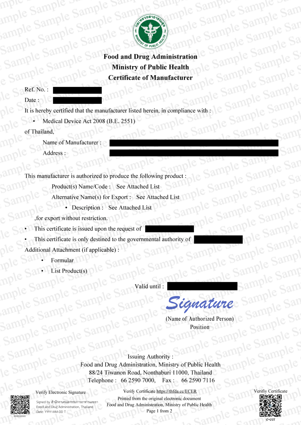 FDA THAI : Food and Drug Administration, Thailand
