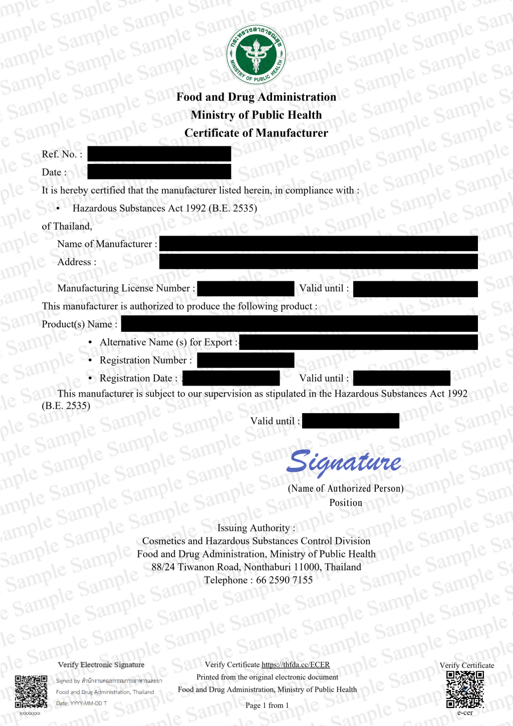 FDA THAI : Food and Drug Administration, Thailand