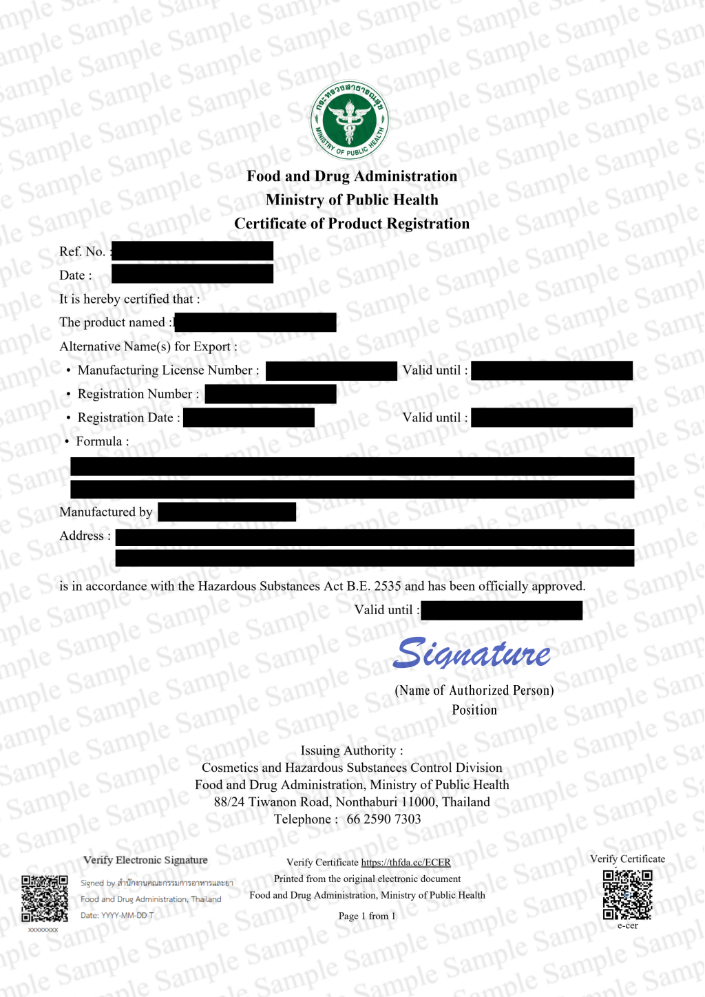 FDA THAI : Food and Drug Administration, Thailand