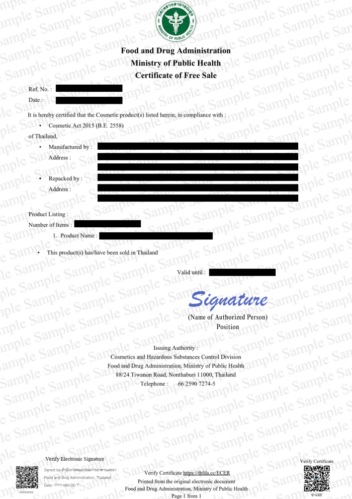 FDA THAI : Food and Drug Administration, Thailand