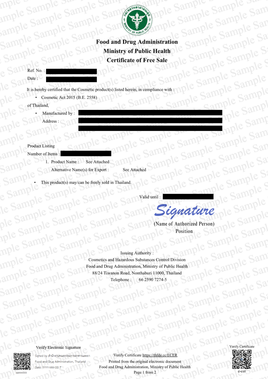 FDA THAI : Food and Drug Administration, Thailand