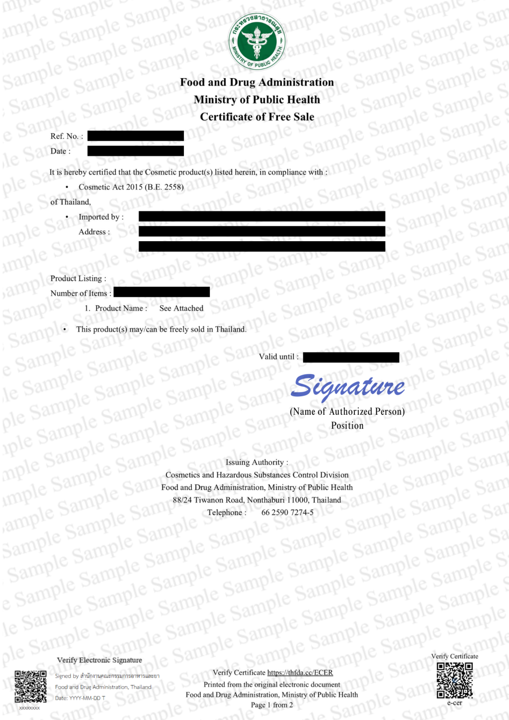 FDA THAI : Food and Drug Administration, Thailand