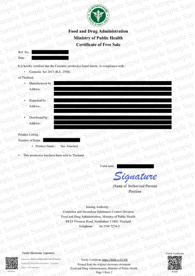 FDA THAI : Food and Drug Administration, Thailand